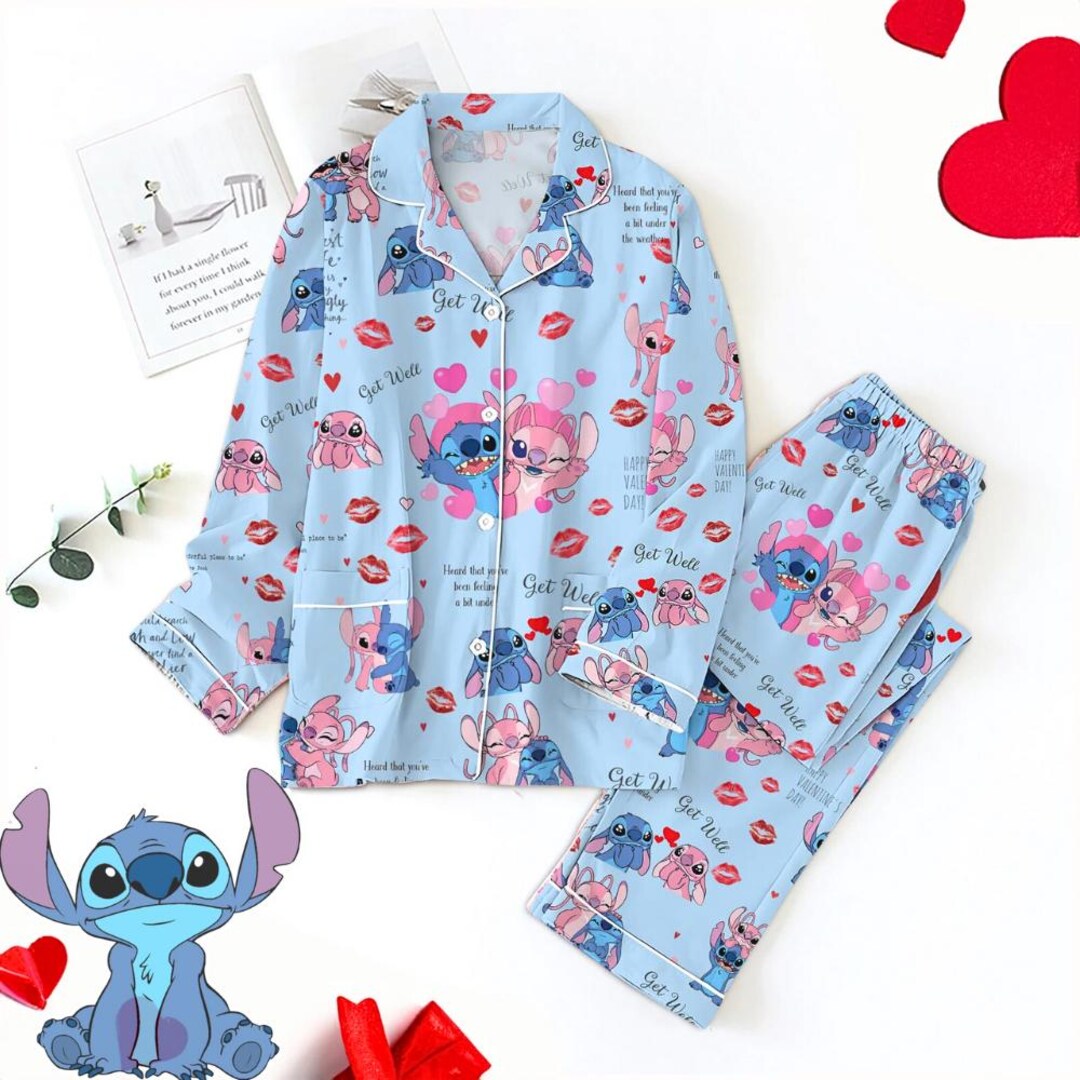 Stitch Couple Pajamas Set, Stitch and Angel Matching Shirt, Disney ...