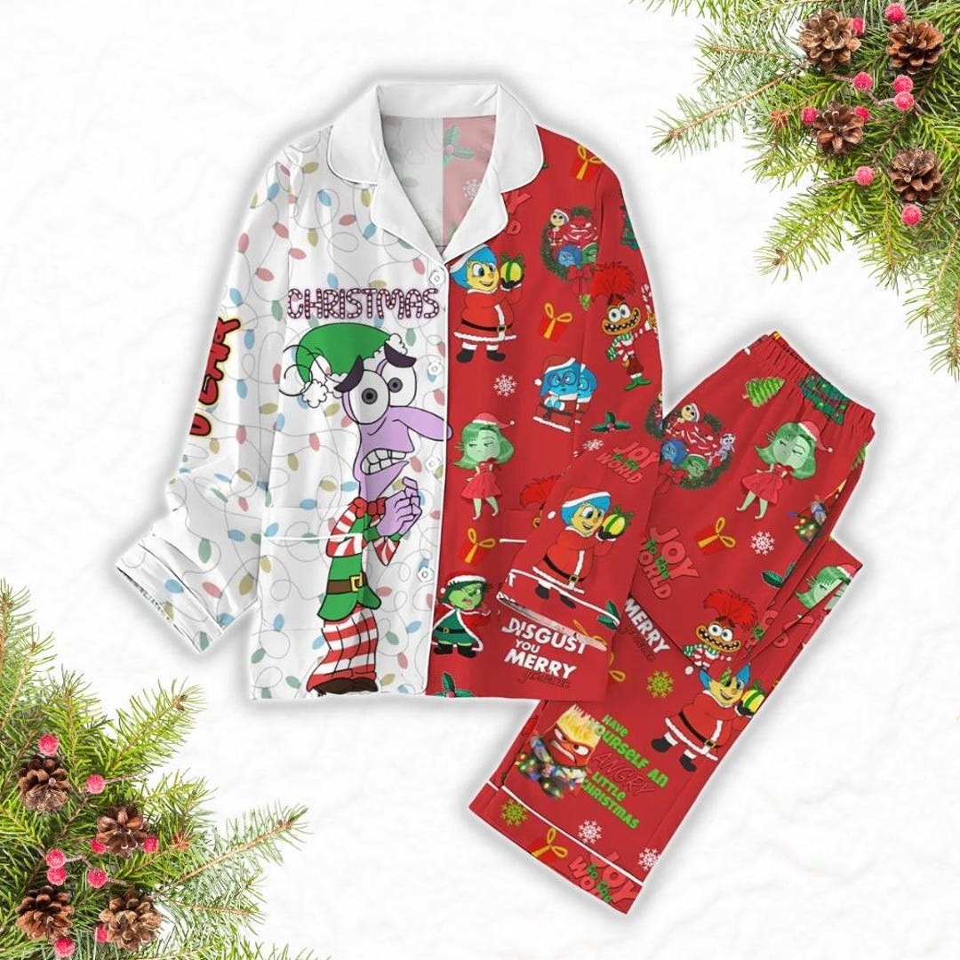 Disney Inside Out 2 Christmas Pajamas, Disneyland Xmas Pajamas, Cartoon ...