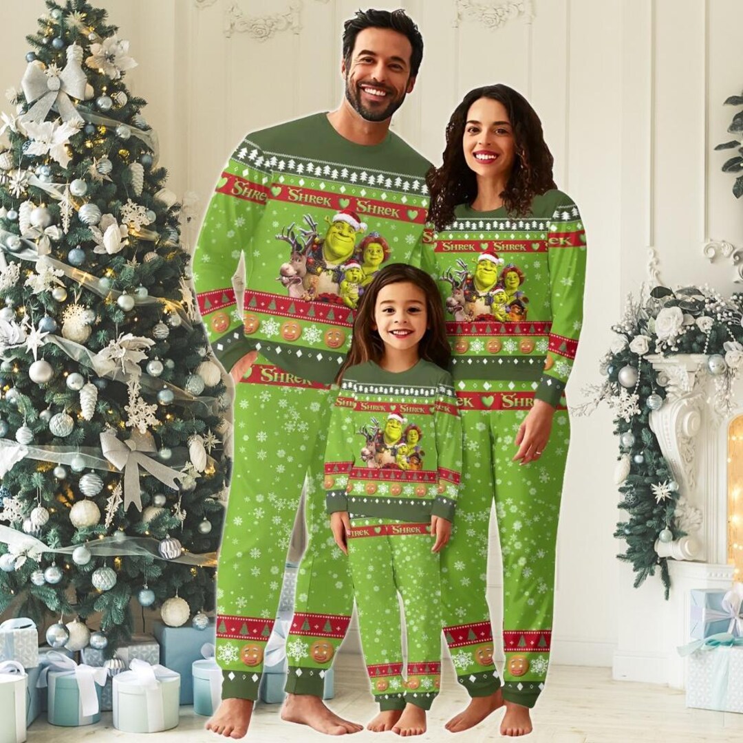 Shrek Christmas Family Pajamas, Disney Family Shirt, Shrek and Fiona ...