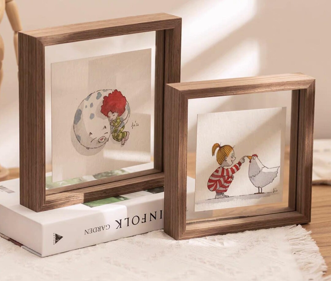 Two Sided Square Glass Wooden Photo Frame - Etsy