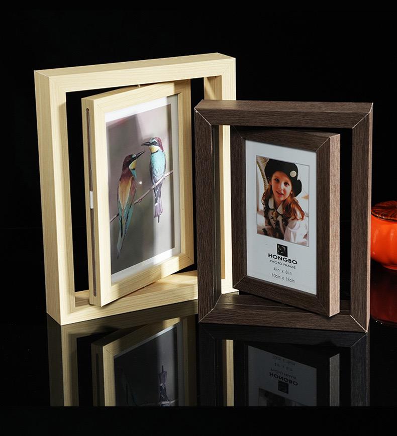 Two Sided Glass Wooden Rotating Photo Frame - Etsy