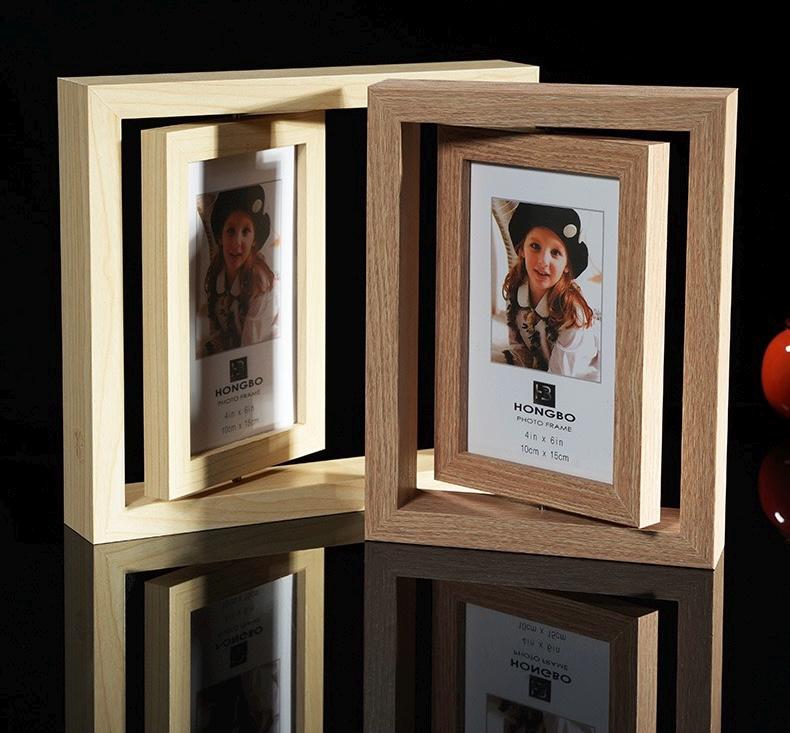 Two Sided Glass Wooden Rotating Photo Frame - Etsy