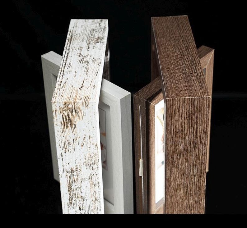 Two Sided Glass Wooden Rotating Photo Frame - Etsy