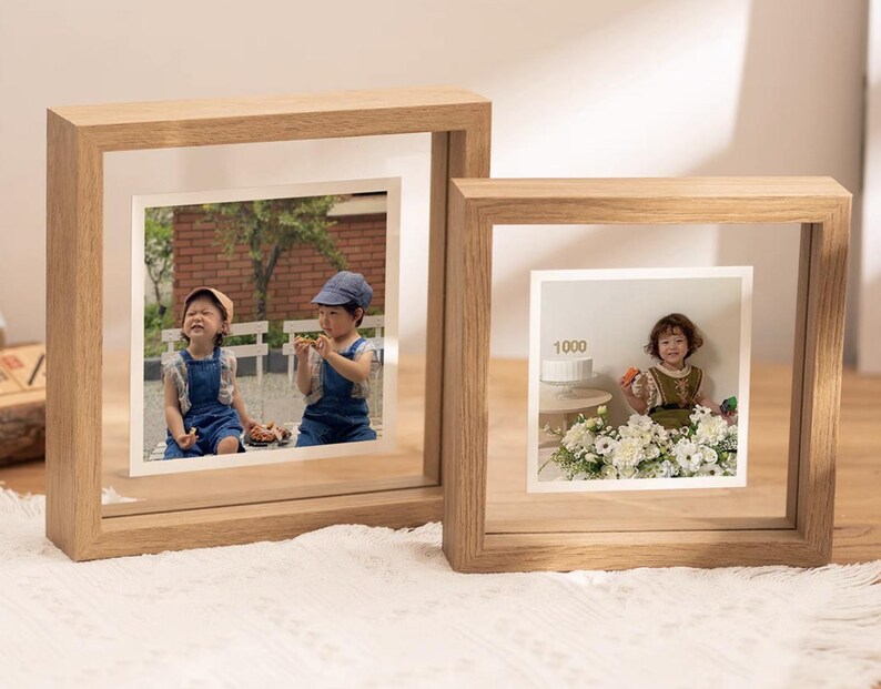 Two Sided Square Glass Wooden Photo Frame - Etsy