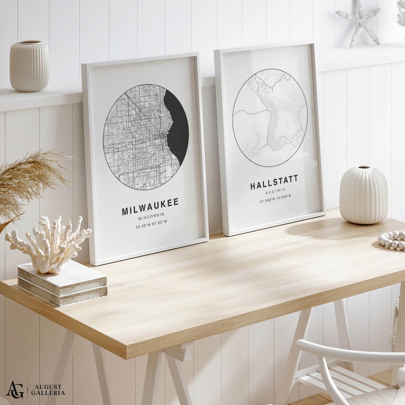 Milwaukee Minimalist Map Print | Modern Black & White City Map Poster ...