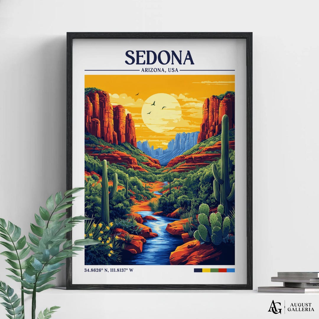 Sedona Arizona Retro Travel Print | Wall Art | Sedona Travel Print ...