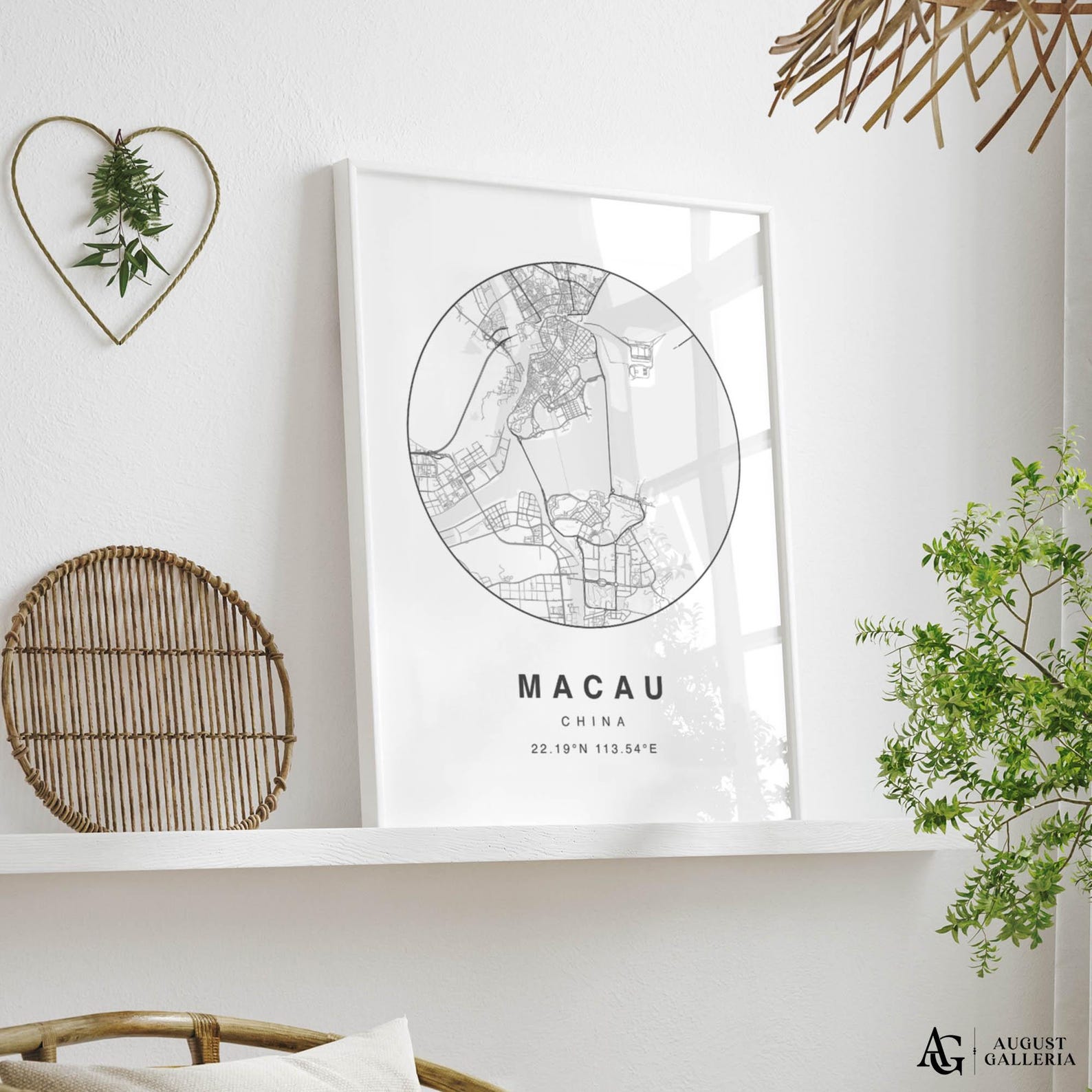 Macau Minimalist Map Print | Modern Black & White City Map Poster ...