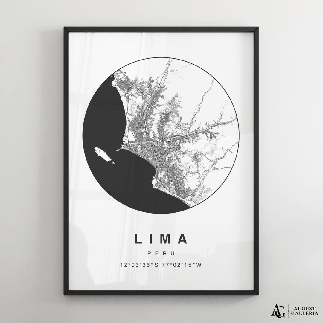 Lima Minimalist Map Print | Modern Black & White City Map Poster | Lima ...