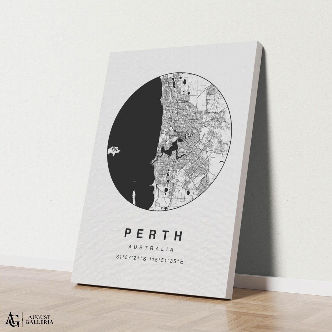 Perth Minimalist Map Print | Modern Black & White City Map Poster ...
