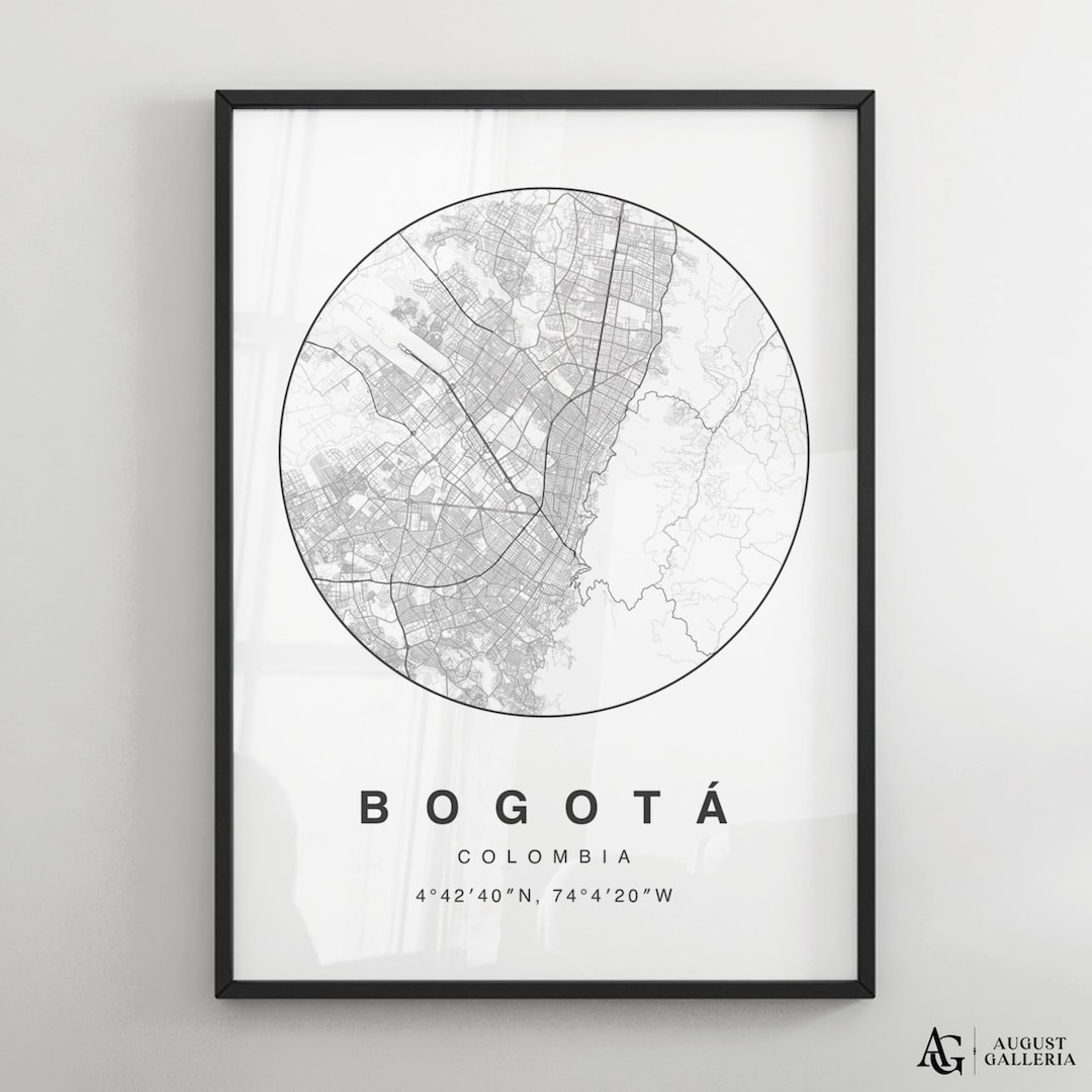 Bogota Minimalist Map Print | Modern Black & White City Map Poster ...