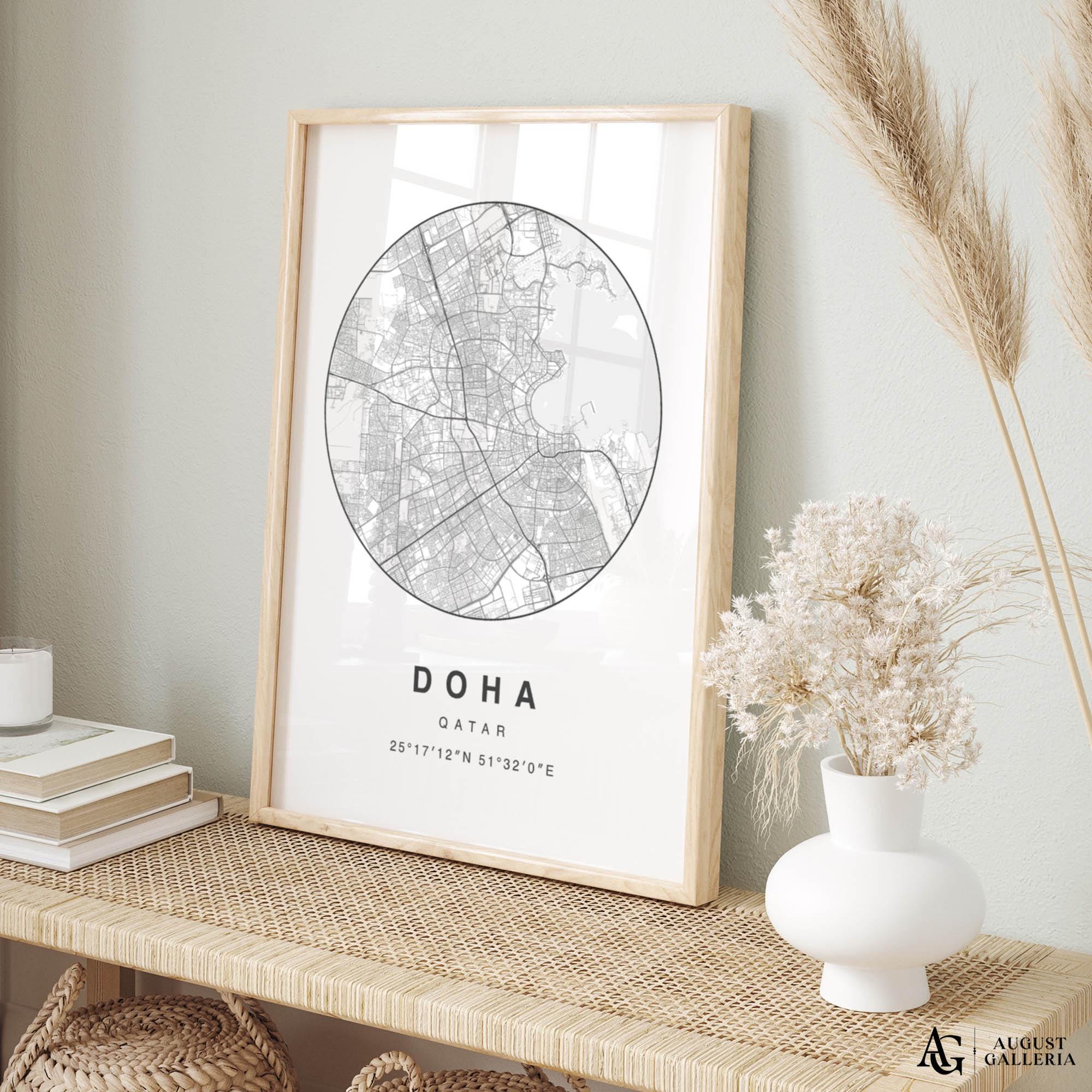 Doha Minimalist Map Print | Modern Black & White City Map Poster | Doha ...