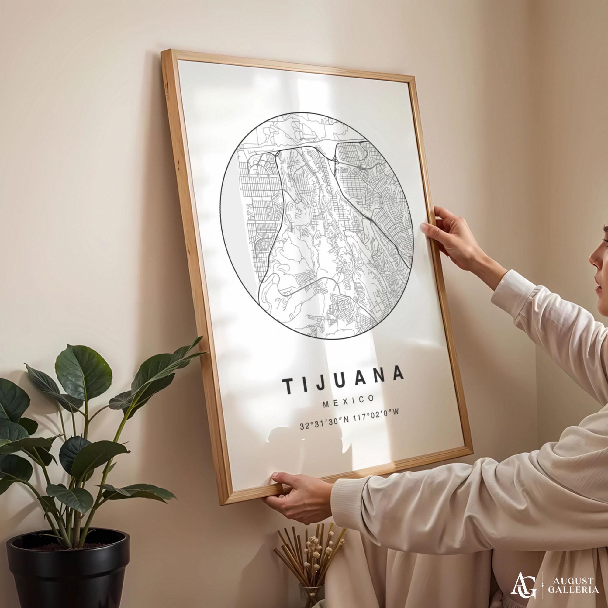 Tijuana Minimalist Map Print | Modern Black & White City Map Poster ...