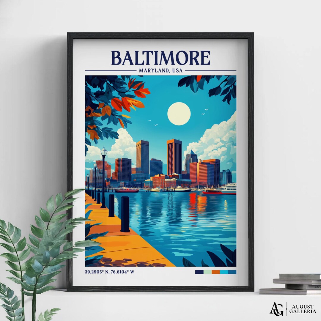 Baltimore Maryland Retro Travel Print | Wanderlust Posters | Wall Art ...