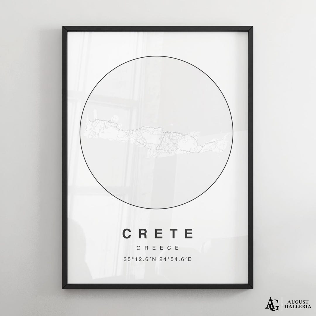 Crete Minimalist Map Print | Modern Black & White City Map Poster ...