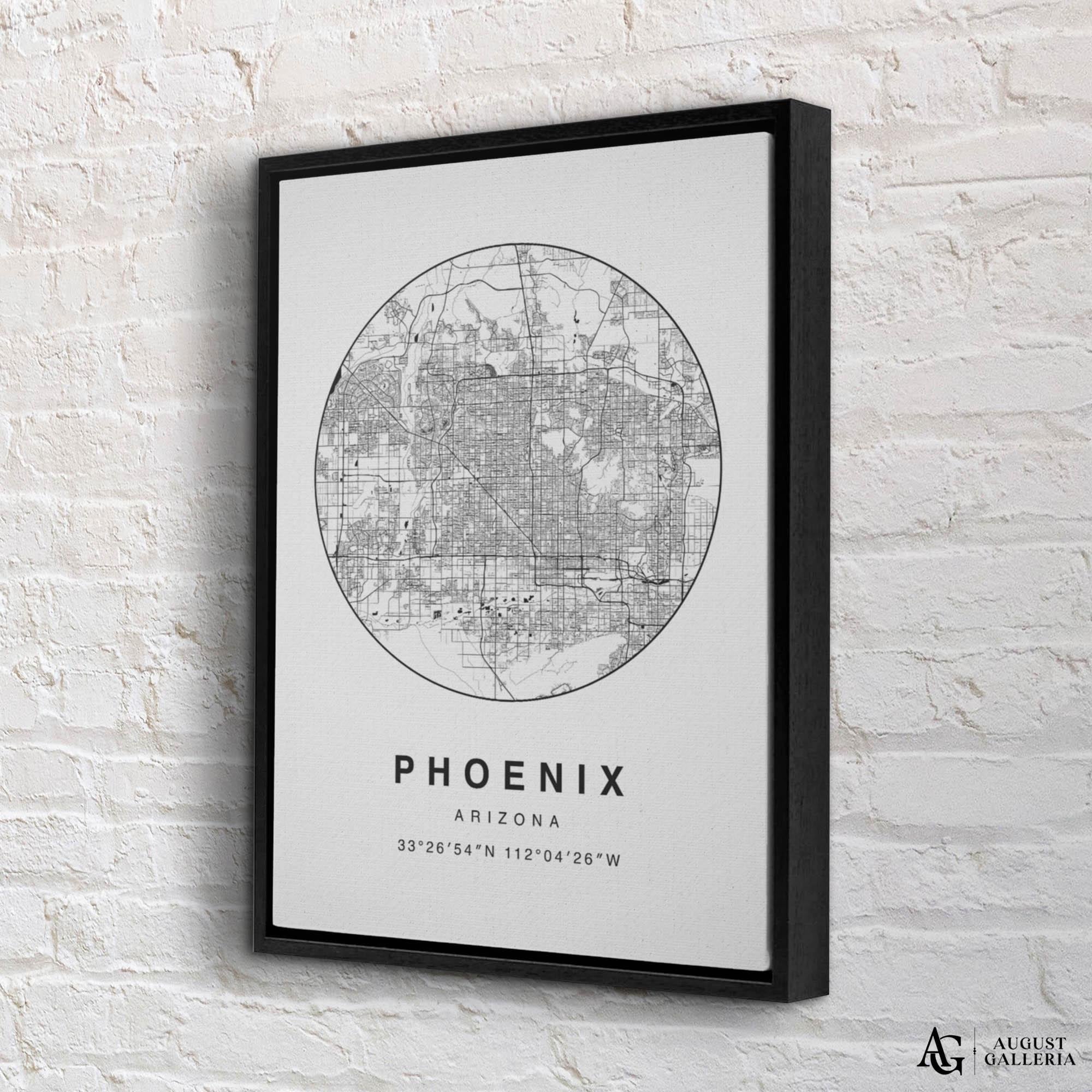 Phoenix Minimalist Map Print | Modern Black & White City Map Poster ...
