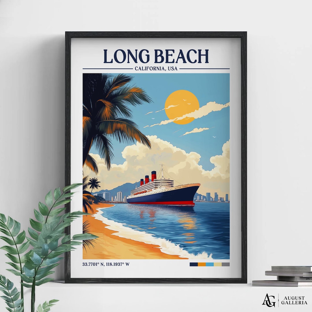 Long Beach California Retro Travel Print | Wanderlust Posters | Long ...