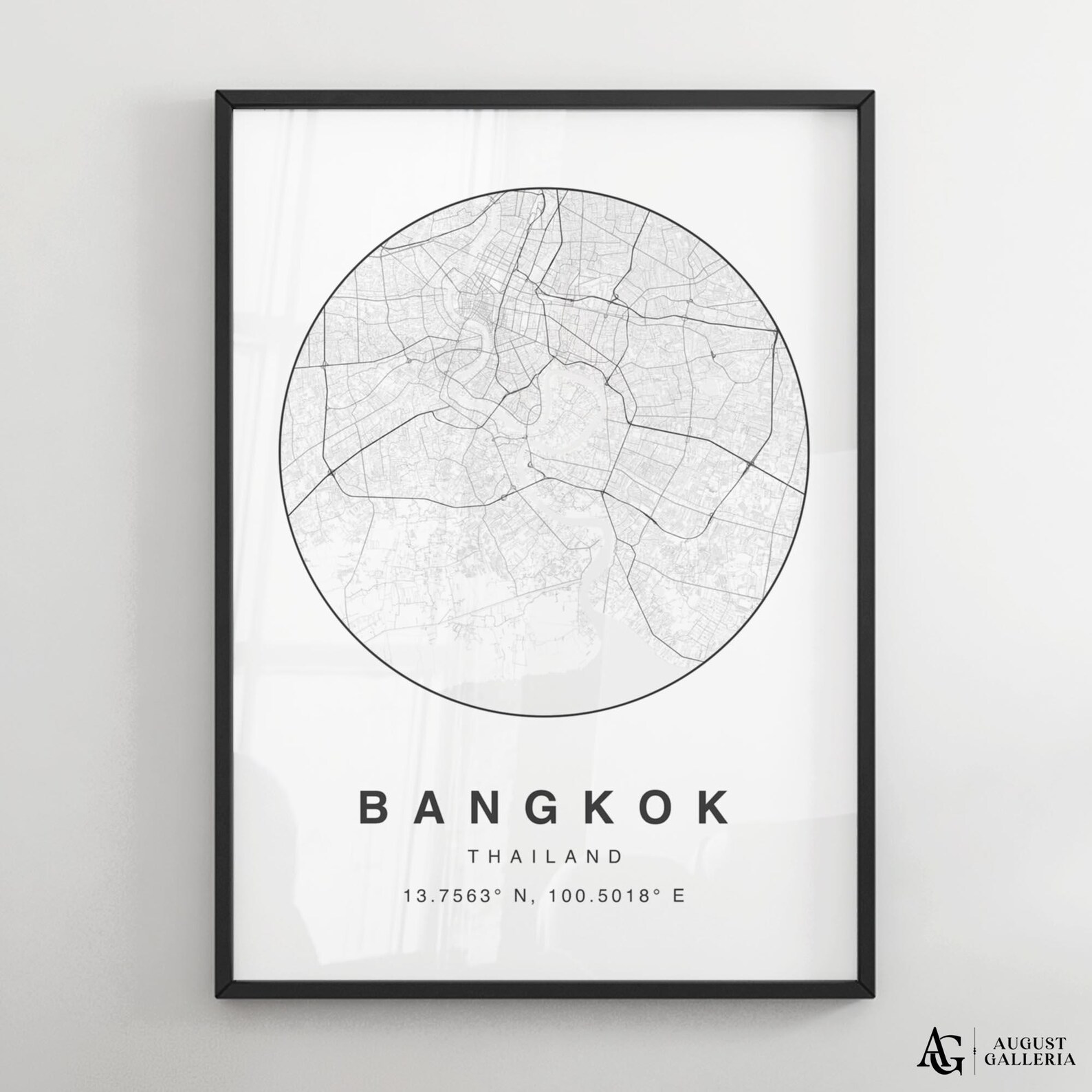 Bangkok Minimalist Map Print | Modern Black & White City Map Poster ...