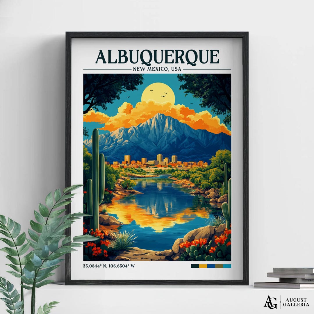 Albuquerque New Mexico Retro Travel Print | Wanderlust Posters | Wall ...