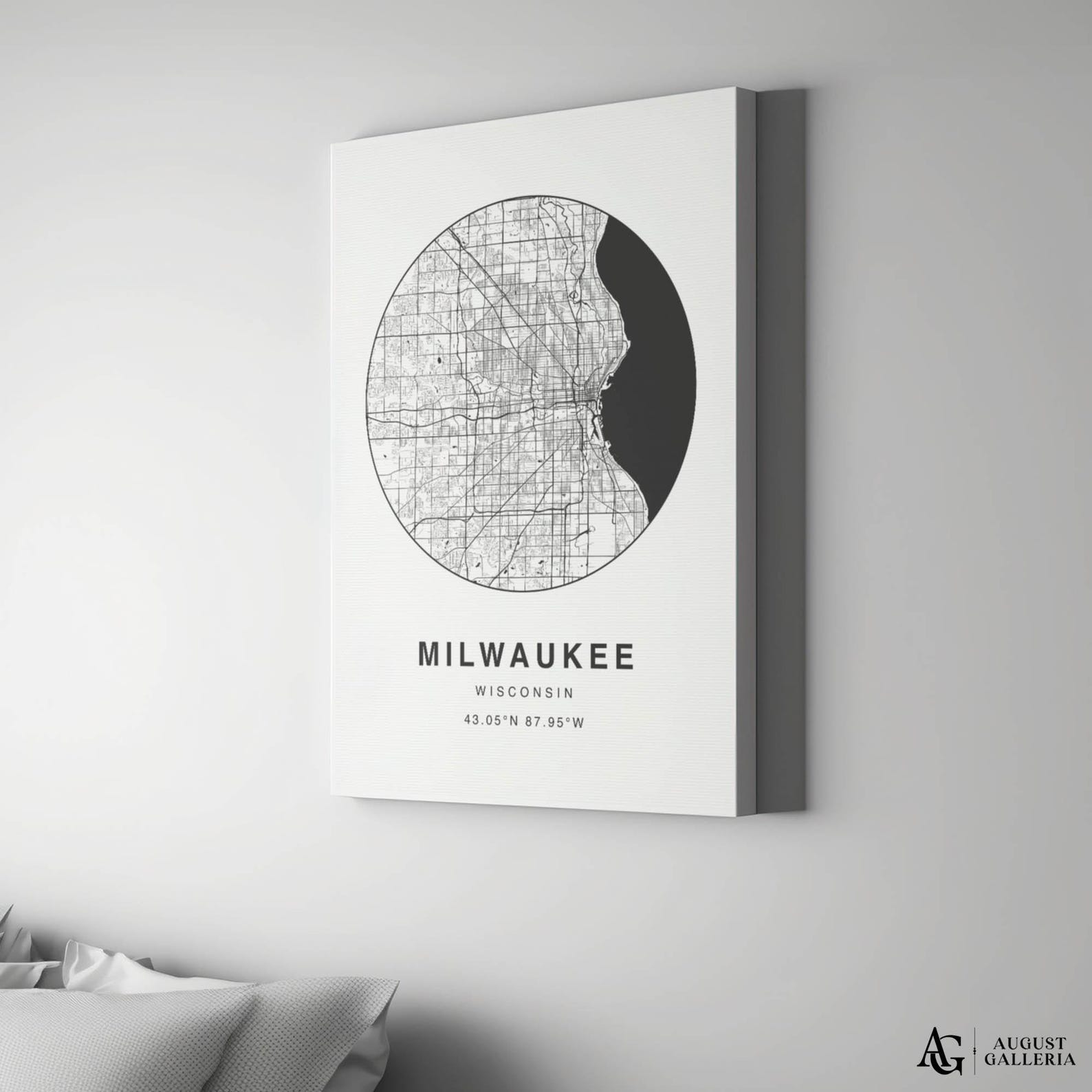 Milwaukee Minimalist Map Print | Modern Black & White City Map Poster | Wall Art | Framed Prints ...