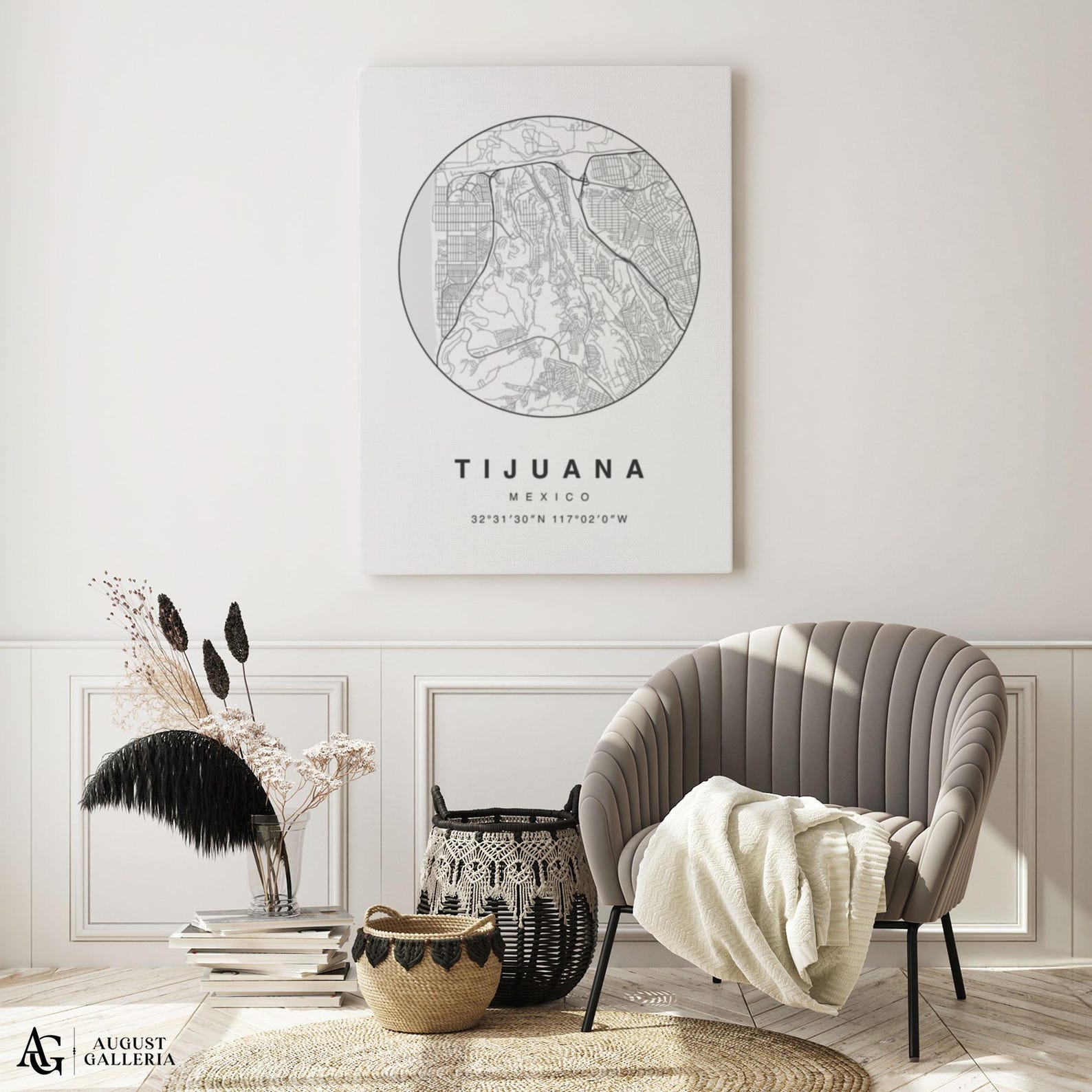Tijuana Minimalist Map Print | Modern Black & White City Map Poster ...