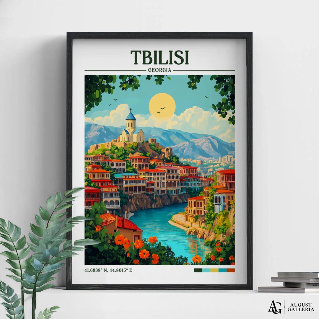 Tbilisi Georgia Retro Travel Print | Wall Art | Tbilisi Travel Print ...