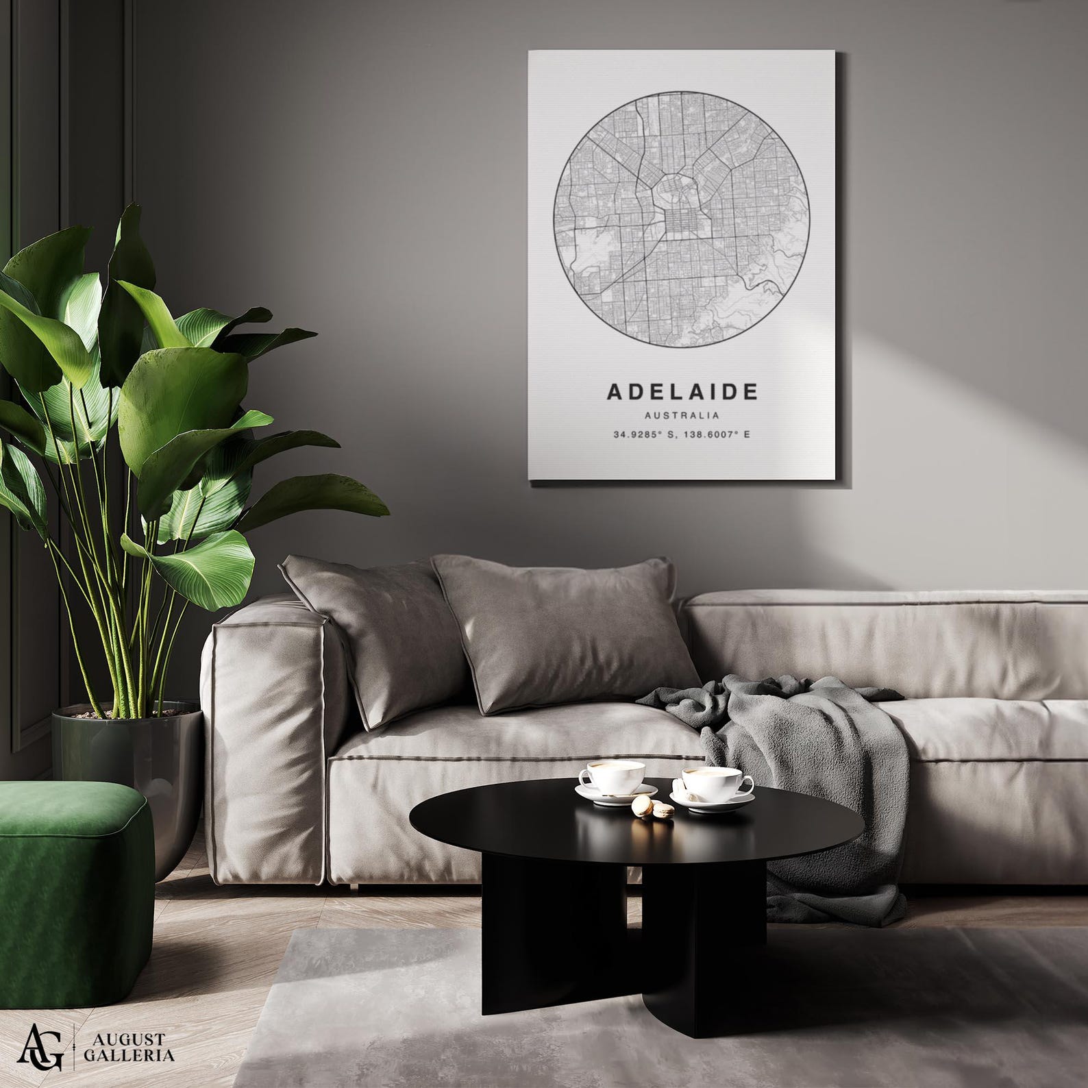 Adelaide Minimalist Map Print | Modern Black & White City Map Poster ...