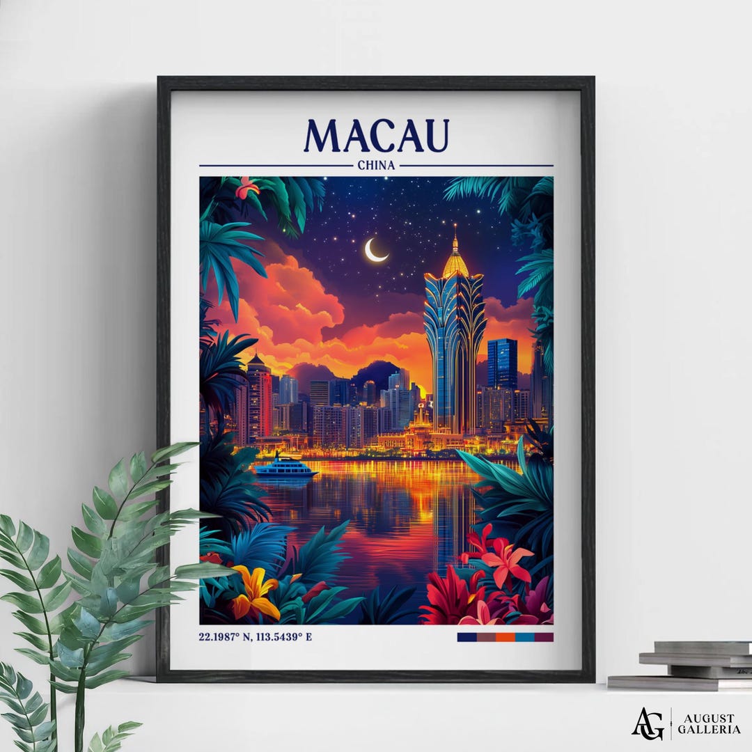 Macau China Retro Travel Print | Wanderlust Posters | Macau Wall Art ...
