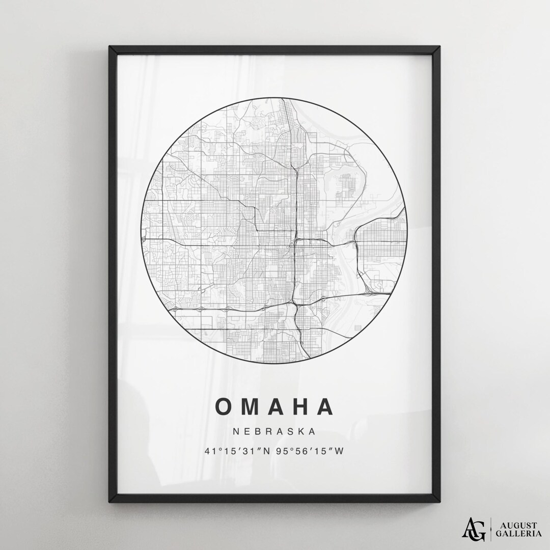 Omaha Minimalist Map Print | Modern Black & White City Map Poster ...