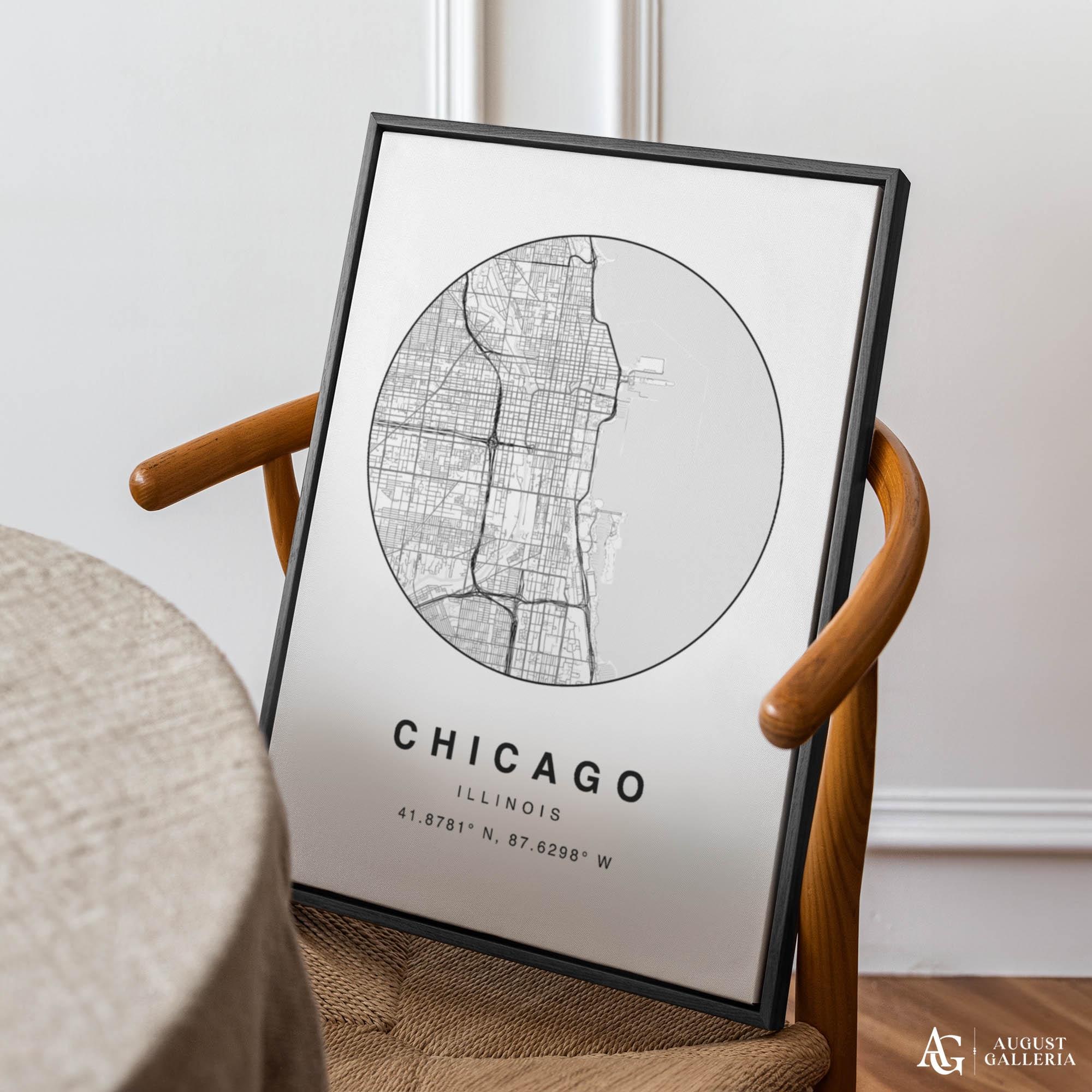 Chicago Minimalist Map Print | Modern Black & White City Map Poster ...
