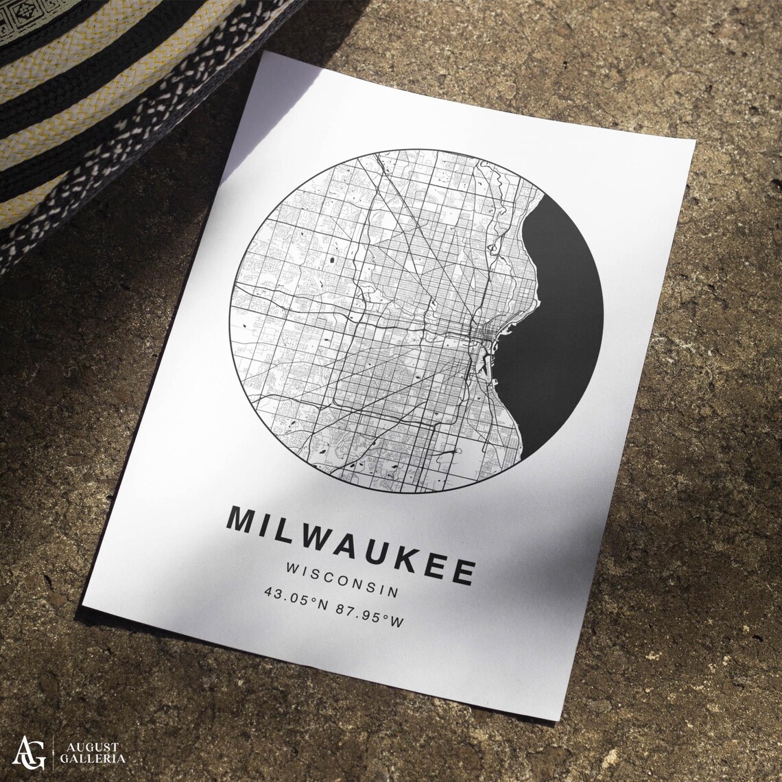 Milwaukee Minimalist Map Print | Modern Black & White City Map Poster ...