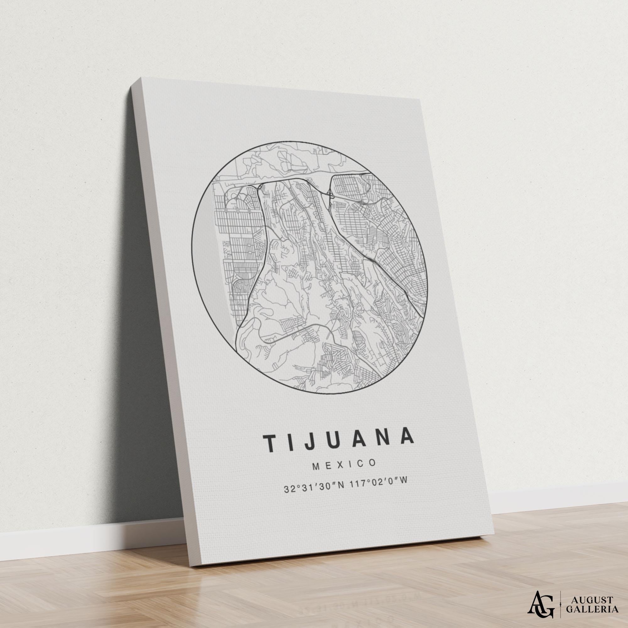 Tijuana Minimalist Map Print | Modern Black & White City Map Poster ...