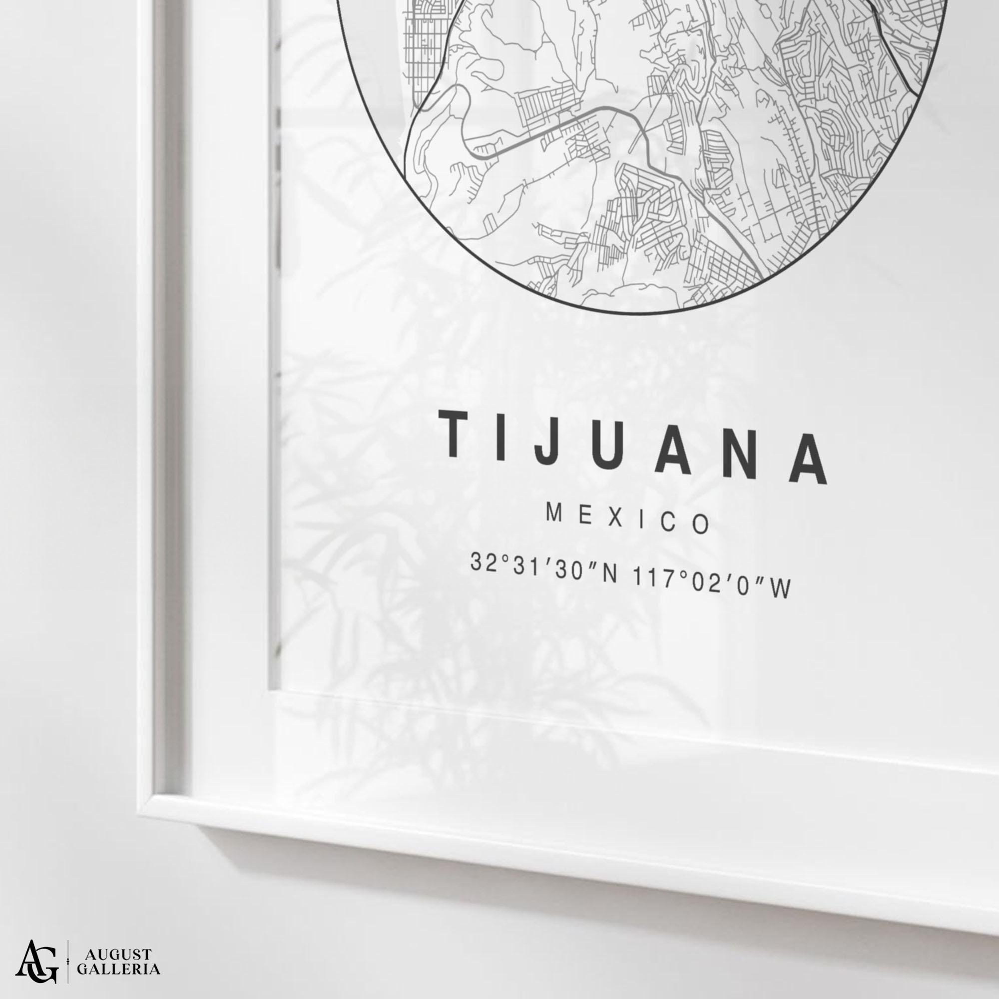 Tijuana Minimalist Map Print | Modern Black & White City Map Poster ...