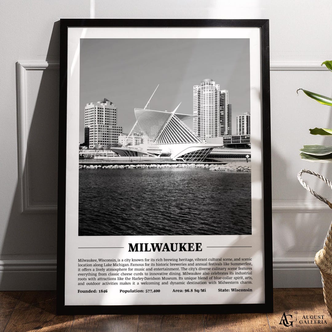 Milwaukee Black & White City Poster | Modernes Stadt Poster | Milwaukee ...