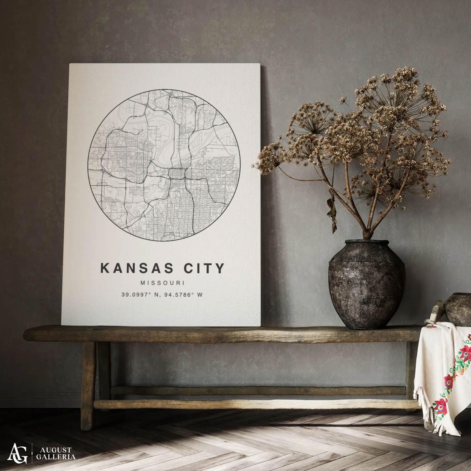 Kansas City Minimalist Map Print | Modern Black & White City Map Poster ...