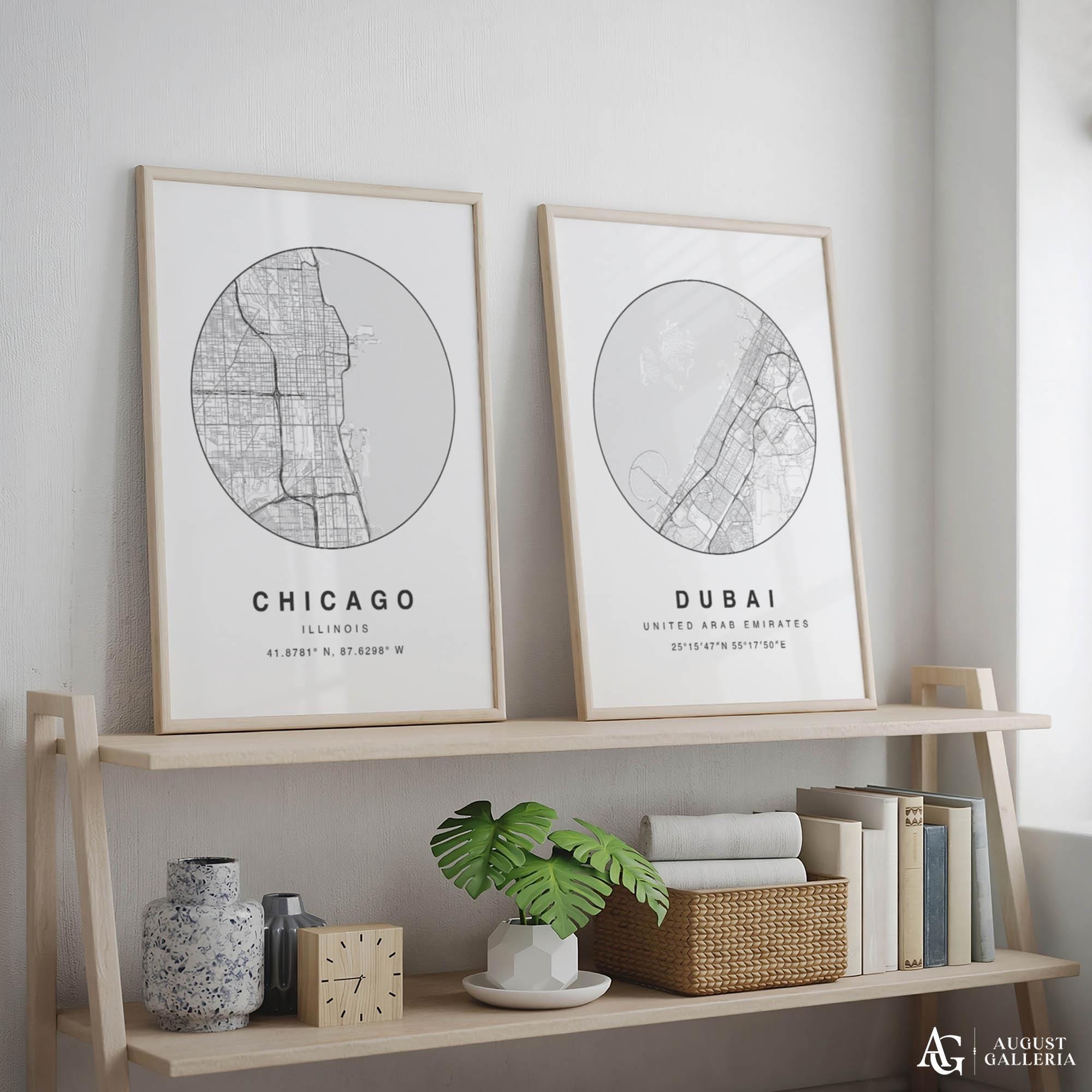 Chicago Minimalist Map Print | Modern Black & White City Map Poster ...