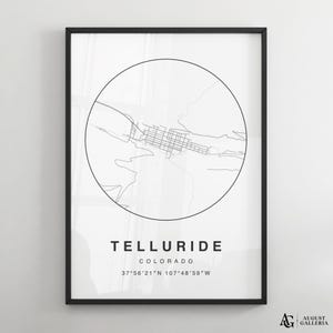 Telluride Minimalist Map Print | Modern Black & White City Map Poster ...