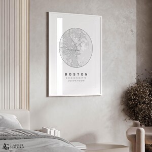 Boston Minimalist Map Print | Modern Black & White City Map Poster ...