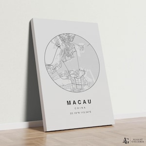Macau Minimalist Map Print | Modern Black & White City Map Poster ...