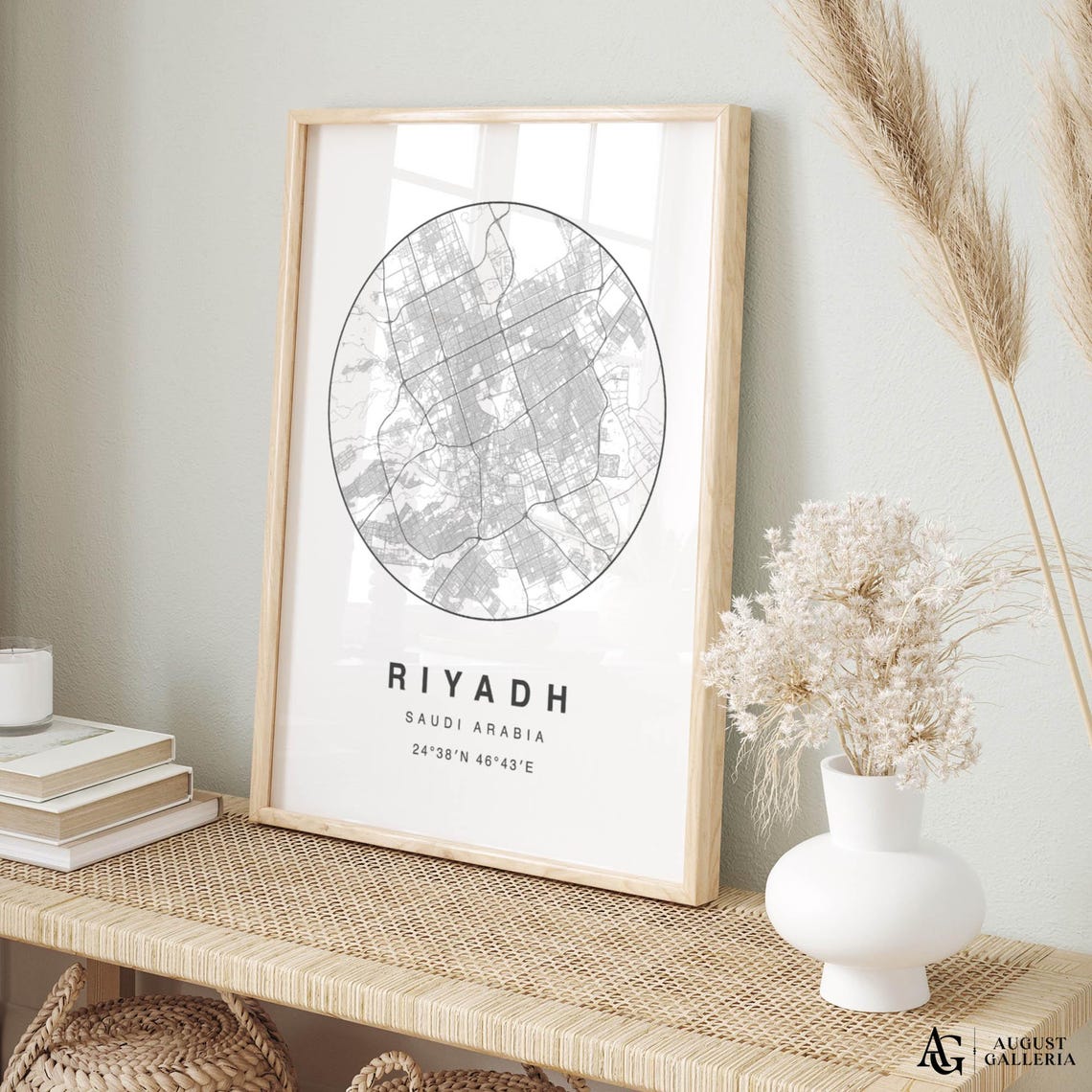 Riyadh Minimalist Map Print | Modern Black & White City Map Poster ...