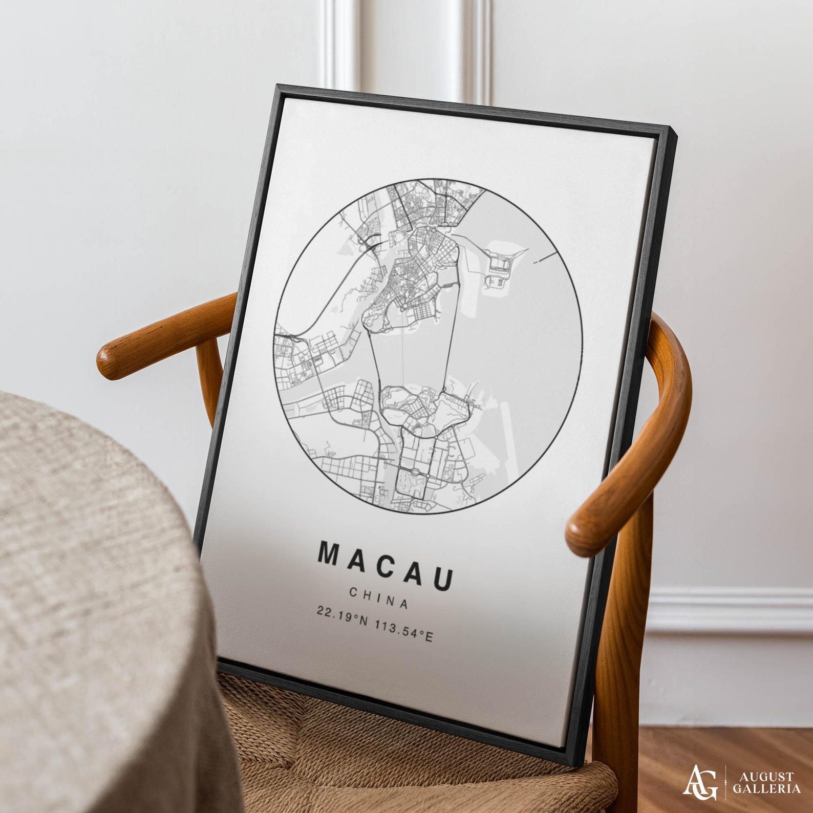 Macau Minimalist Map Print | Modern Black & White City Map Poster ...