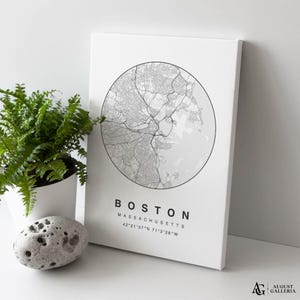 Boston Minimalist Map Print | Modern Black & White City Map Poster ...