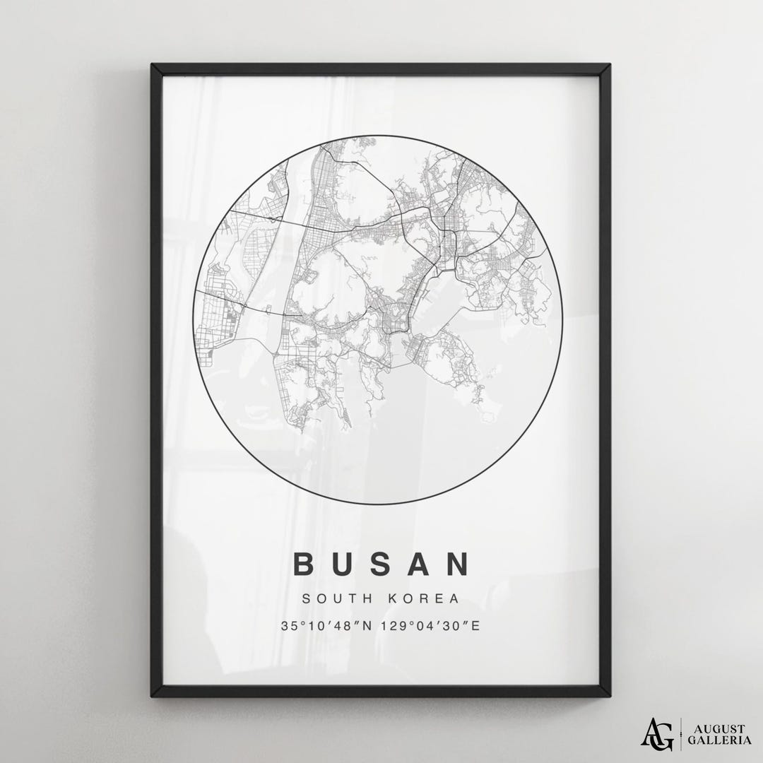 Busan Minimalist Map Print | Modern Black & White City Map Poster ...