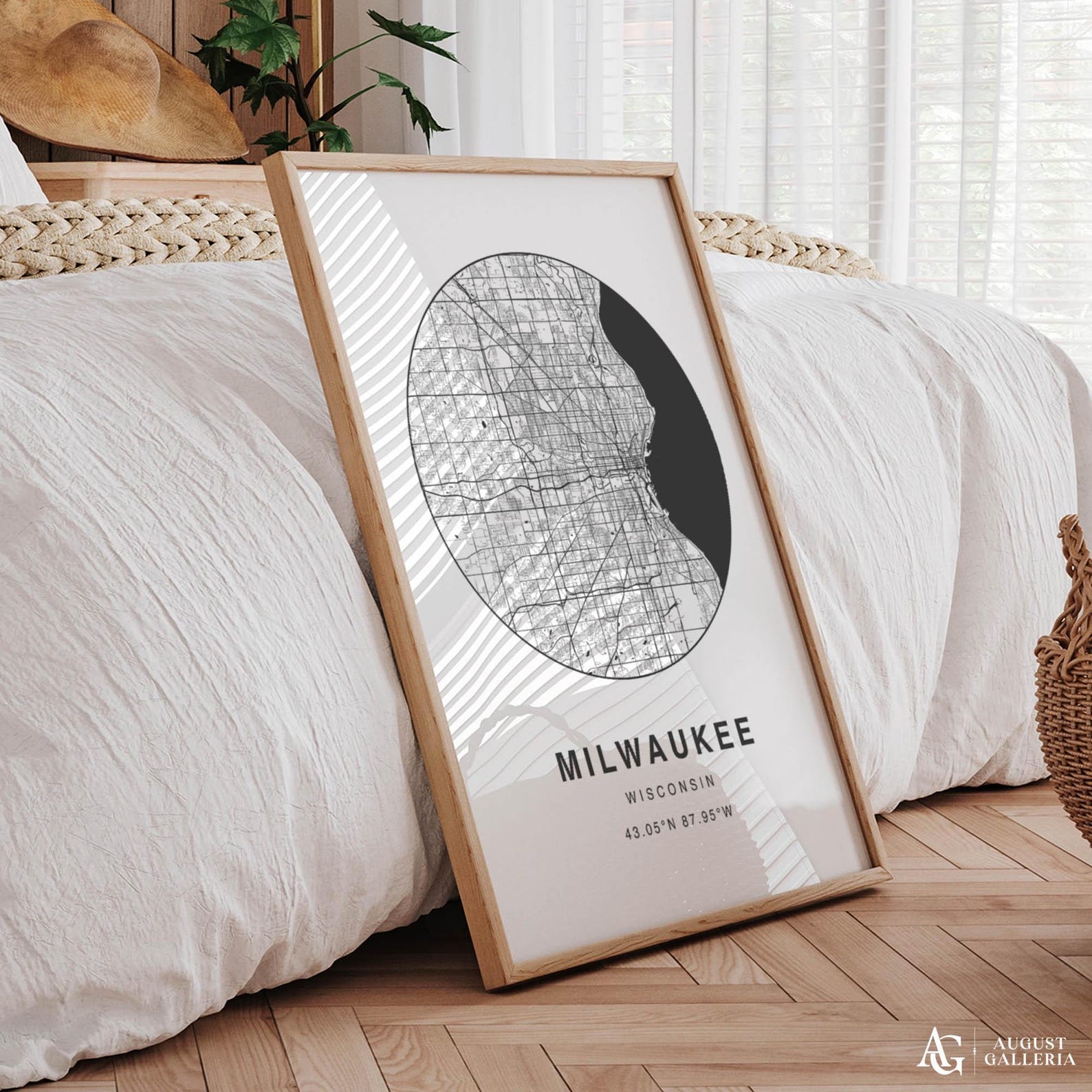 Milwaukee Minimalist Map Print | Modern Black & White City Map Poster ...