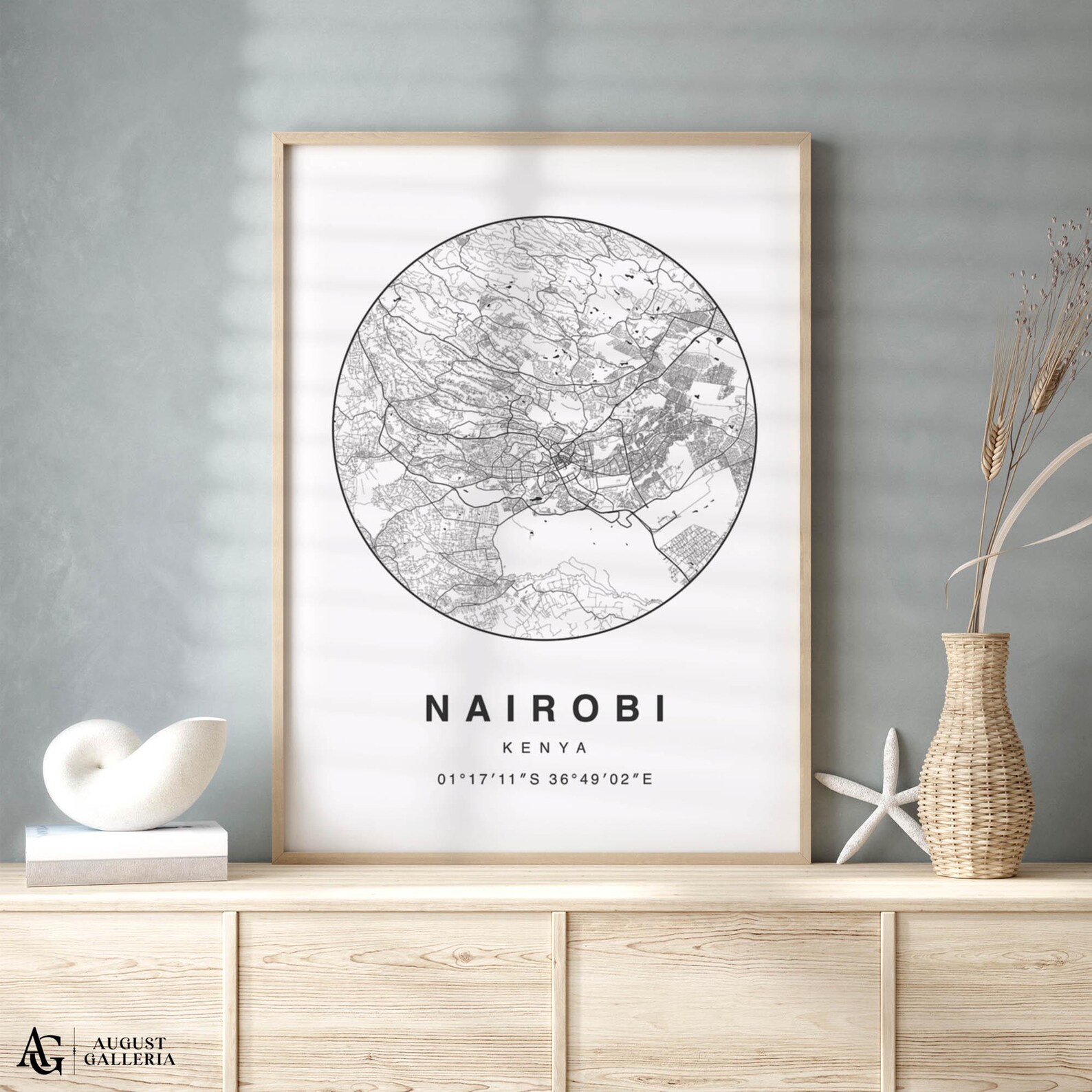 Nairobi Minimalist Map Print | Modern Black & White City Map Poster ...