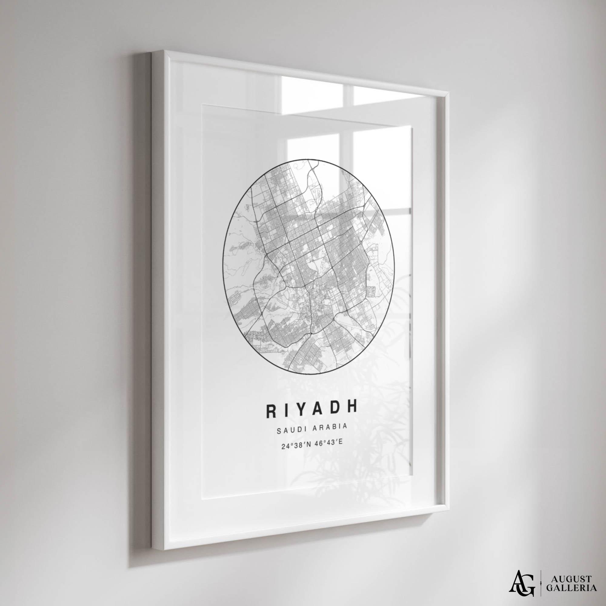 Riyadh Minimalist Map Print | Modern Black & White City Map Poster ...