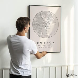 Boston Minimalist Map Print | Modern Black & White City Map Poster ...