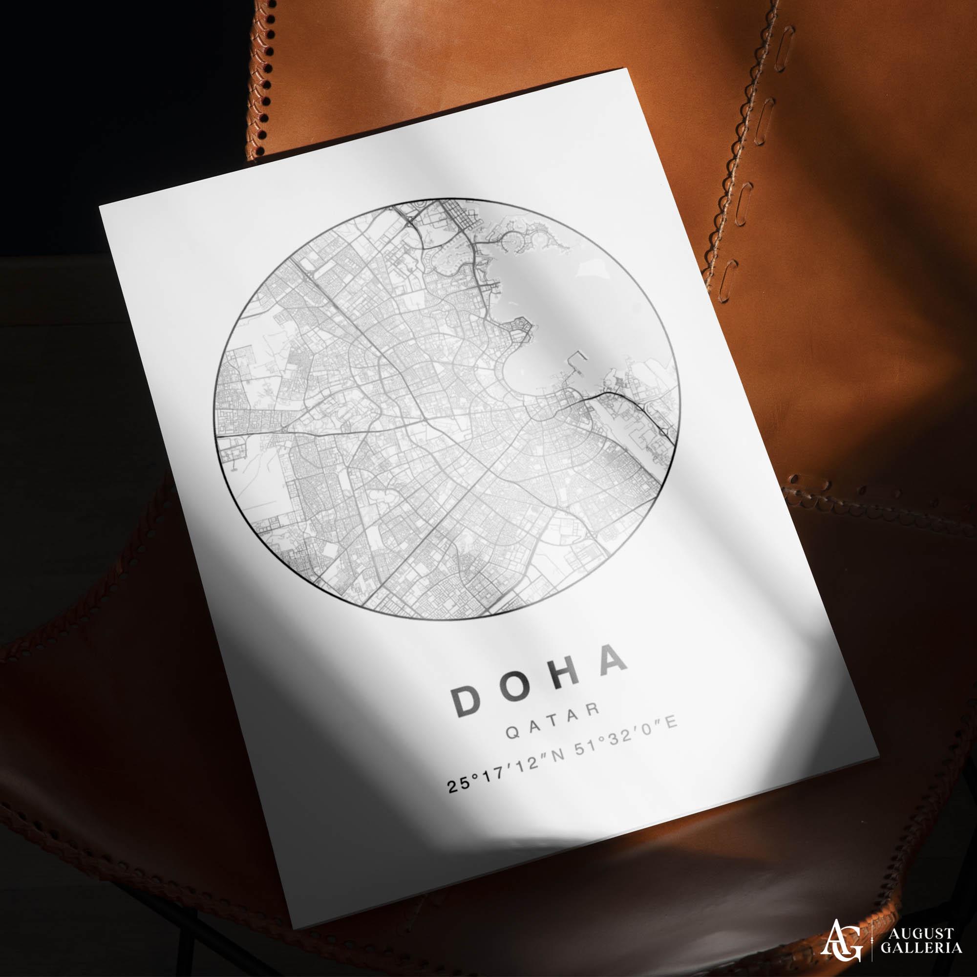 Doha Minimalist Map Print | Modern Black & White City Map Poster | Doha ...