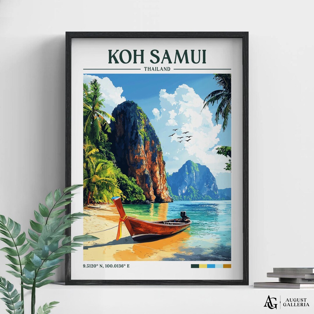 Koh Samui Thailand Retro Travel Print | Wanderlust Posters ...