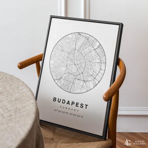 Budapest Minimalist Map Print | Modern Black & White City Map Poster ...
