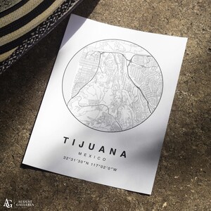 Tijuana Minimalist Map Print | Modern Black & White City Map Poster ...